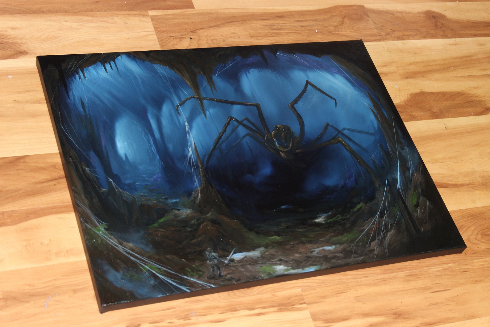 18x24" Original Oil Painting - Cave Spider Knight Spiderweb Fantasy ...