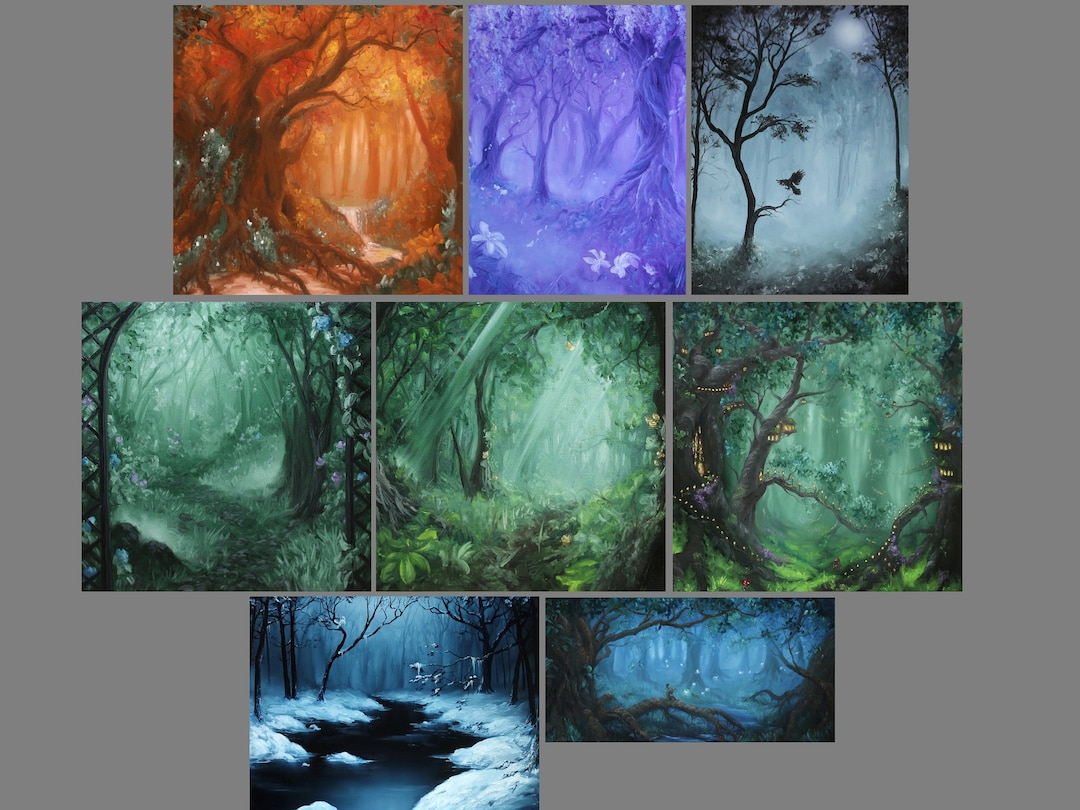 3x4", 4x4" Magnet Forest Enchanted Trees Dark Woods Haunted Spooky ...