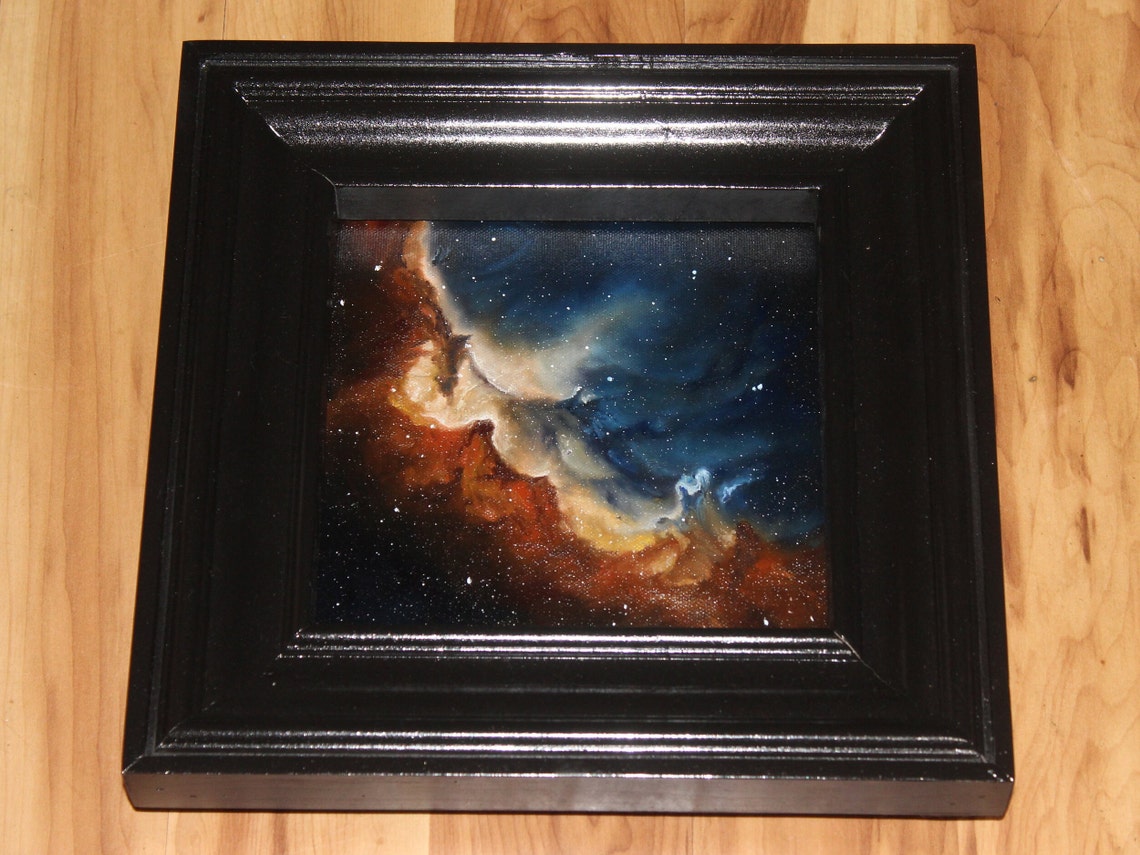 8x8 Original Mini Oil Painting Wizard Nebula Blue | Etsy