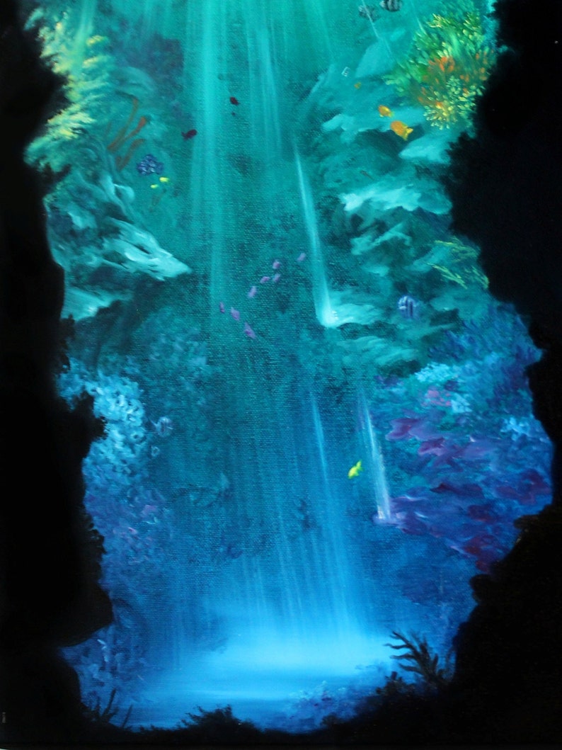 Art PRINT - Diver Diving Underwater Ocean Sea Coral Fish Seacreatures ...