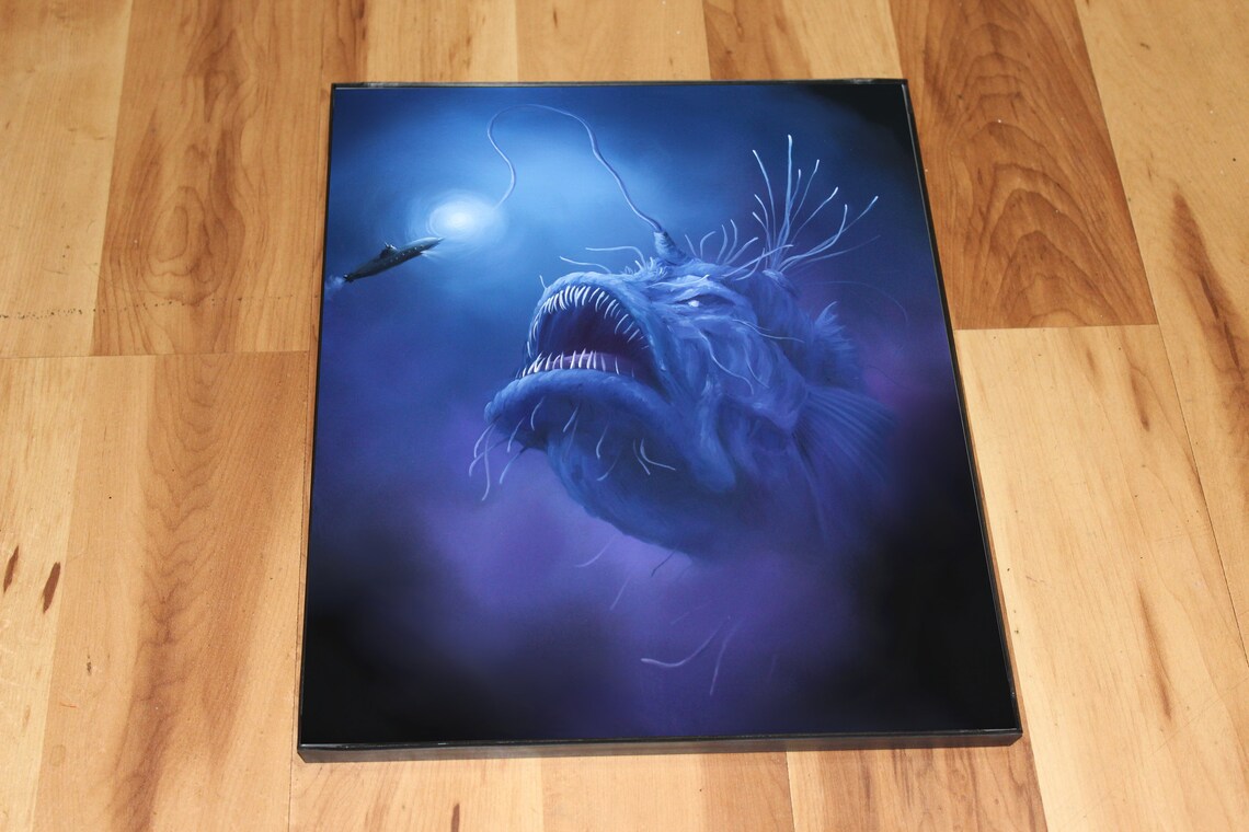 Art PRINT - Giant Anglerfish Spooky Creature Animal Fish Evil Dark ...