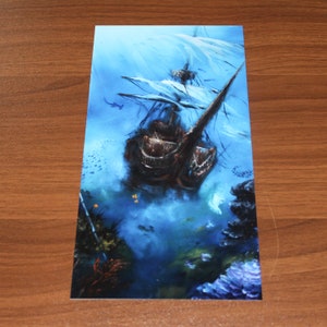 Art PRINT - Shipwreck Ship Ocean Underwater Fish Shark Coral Pirate ...