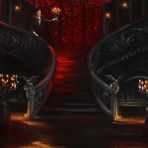 Art PRINT - Vampire Manor Mansion Gothic Castle Bats Spooky Halloween ...