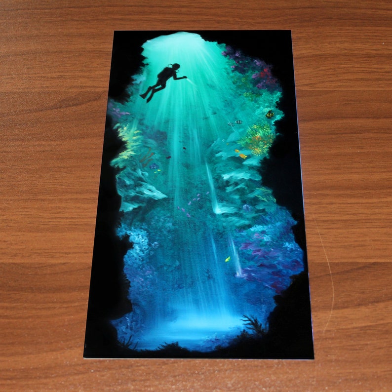 Art PRINT - Diver Diving Underwater Ocean Sea Coral Fish Seacreatures ...