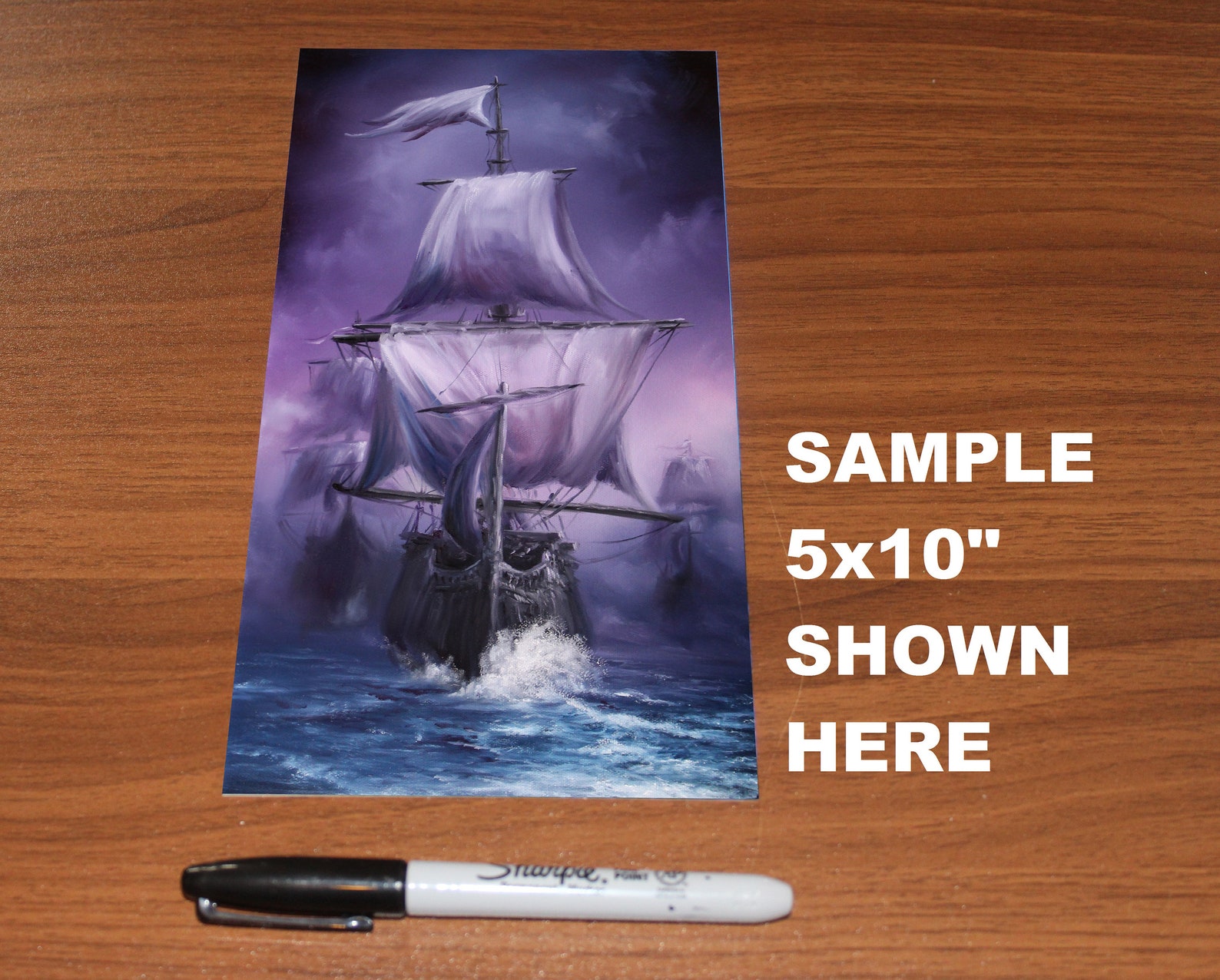 Art PRINT Sailing Ships Ocean Purple Blue Pirate Ships - Etsy