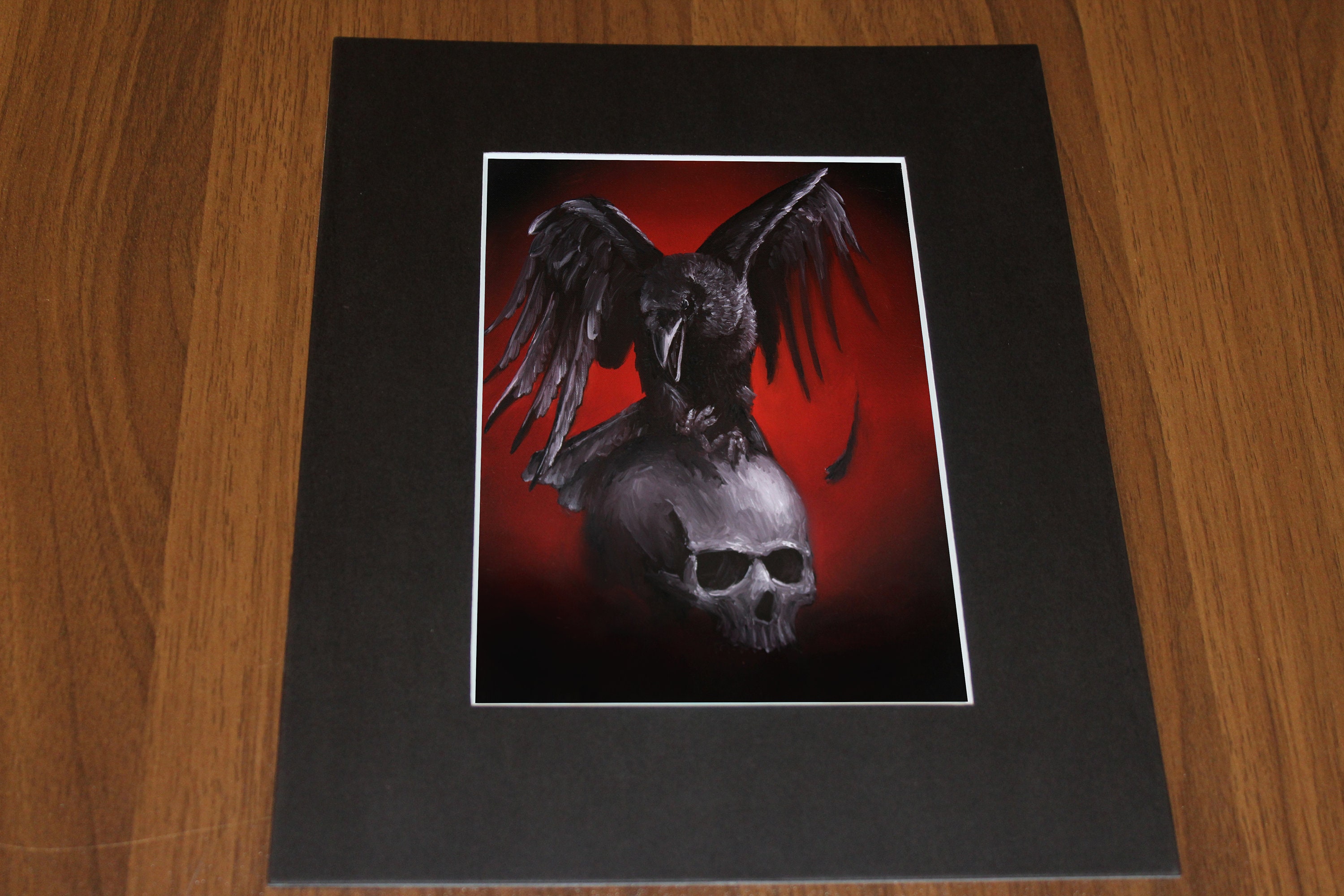 Art PRINT Raven Crow Skull Macabre Horror Gothic Red Black | Etsy