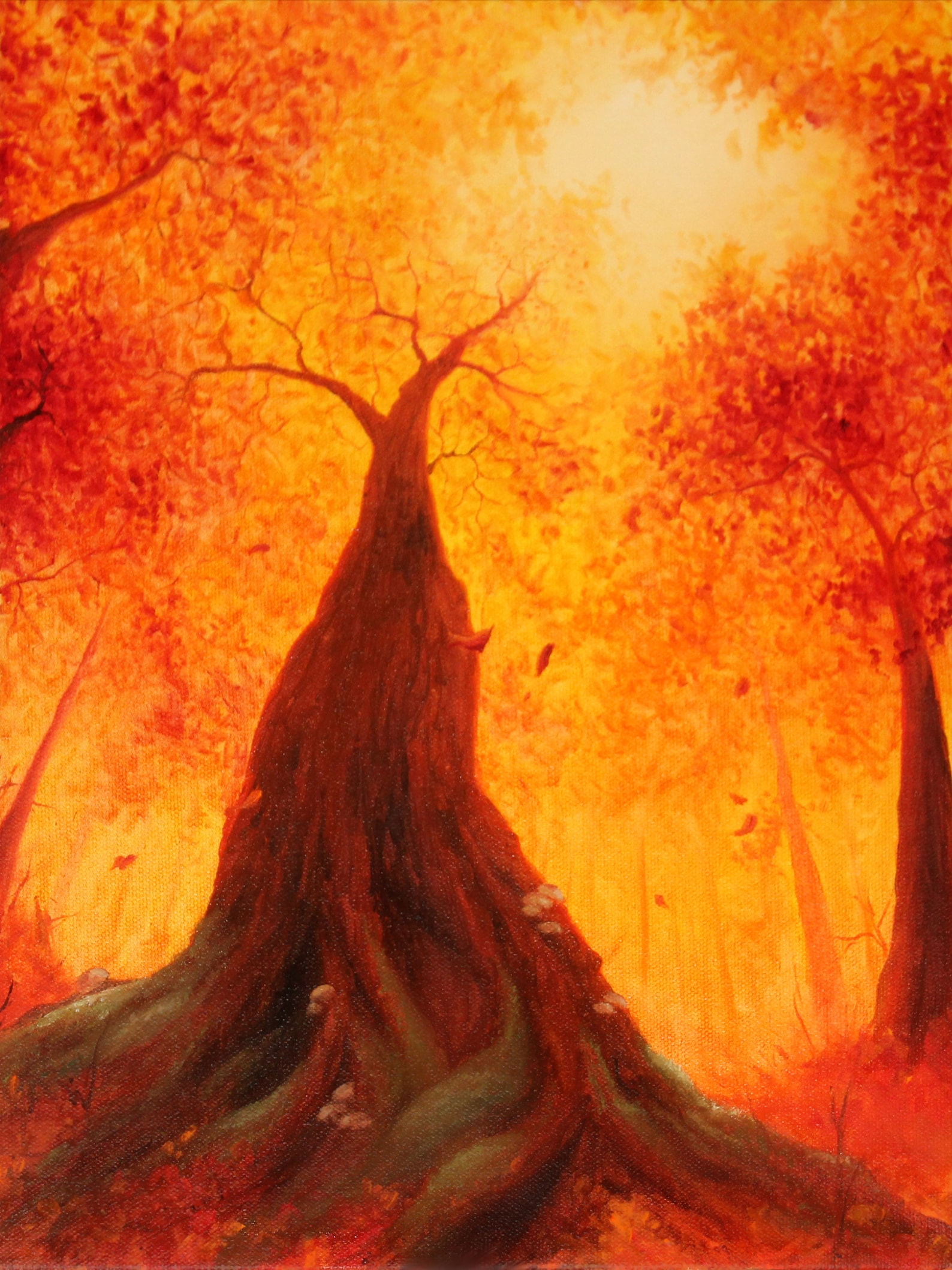 Art PRINT Autumn Leaves Treetops Enchanted Red Yellow Forest | Etsy