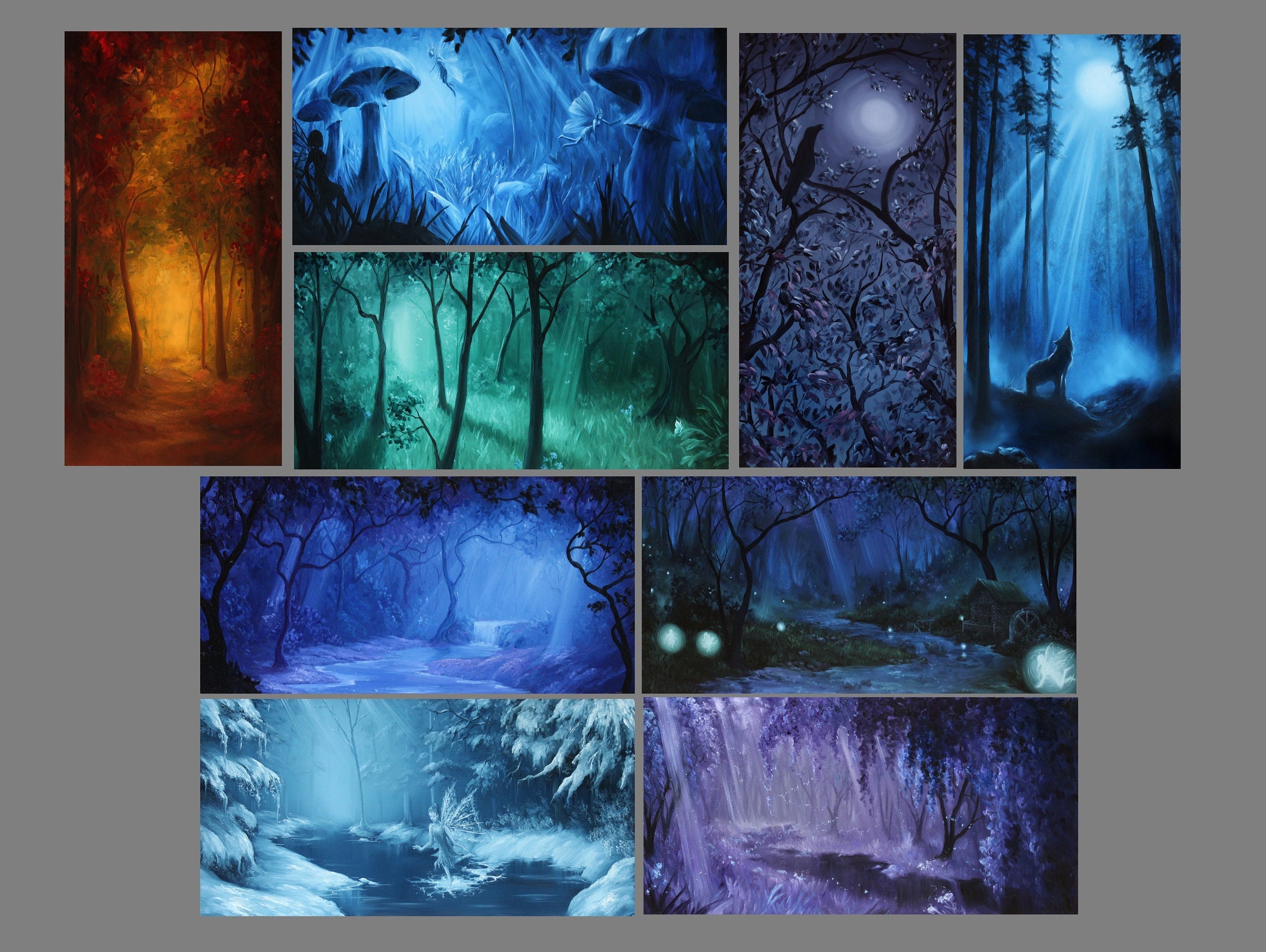 2x4" Magnet Forest Enchanted Trees Dark Woods Fantasy Art Print ...
