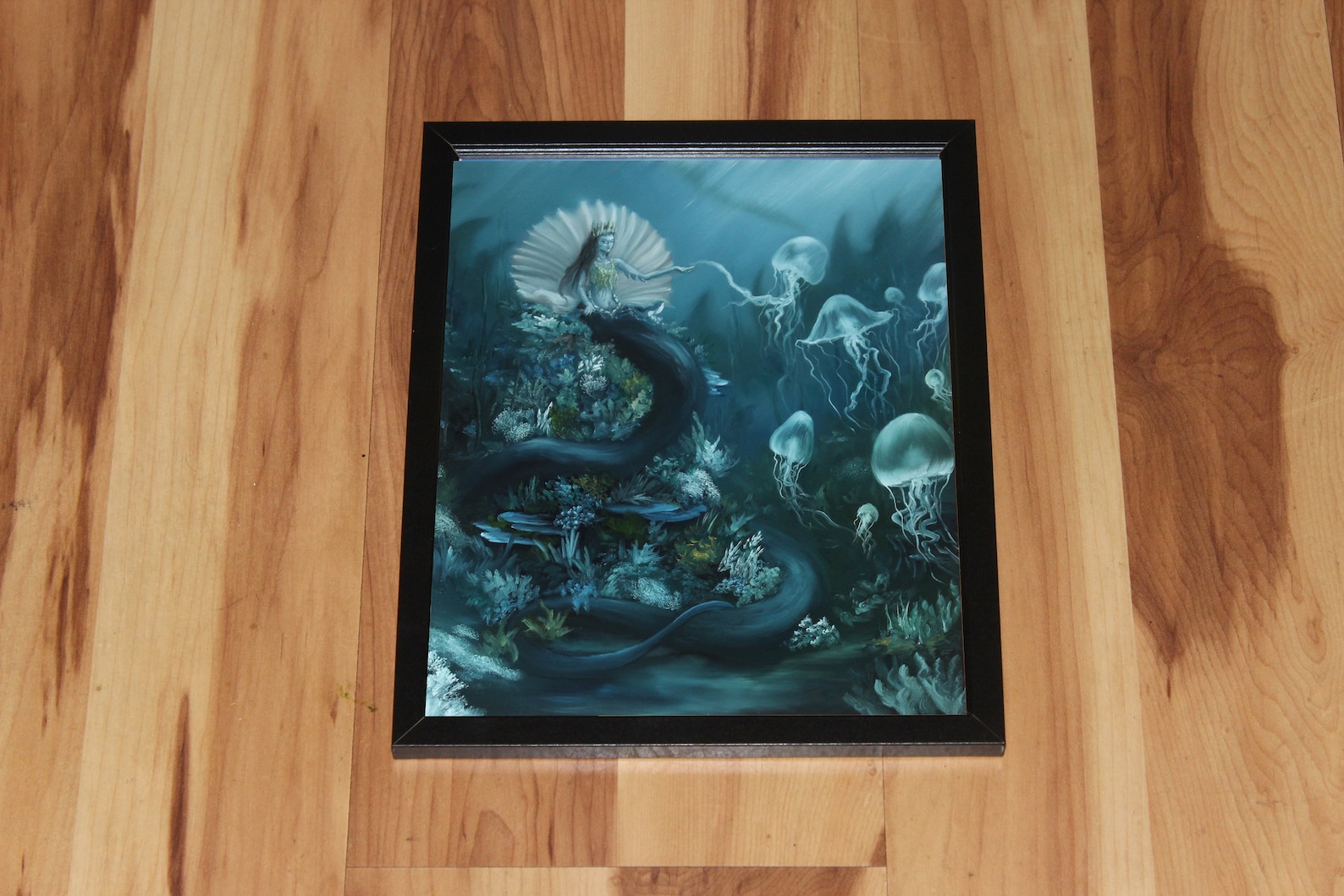 Art PRINT - Mermaid Queen Sea Snake Jellyfish Coral Underwater Ocean ...