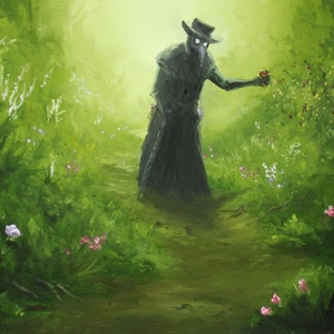 Art PRINT - Plague Doctor Searching for Cure Enchanted Dark Forest ...