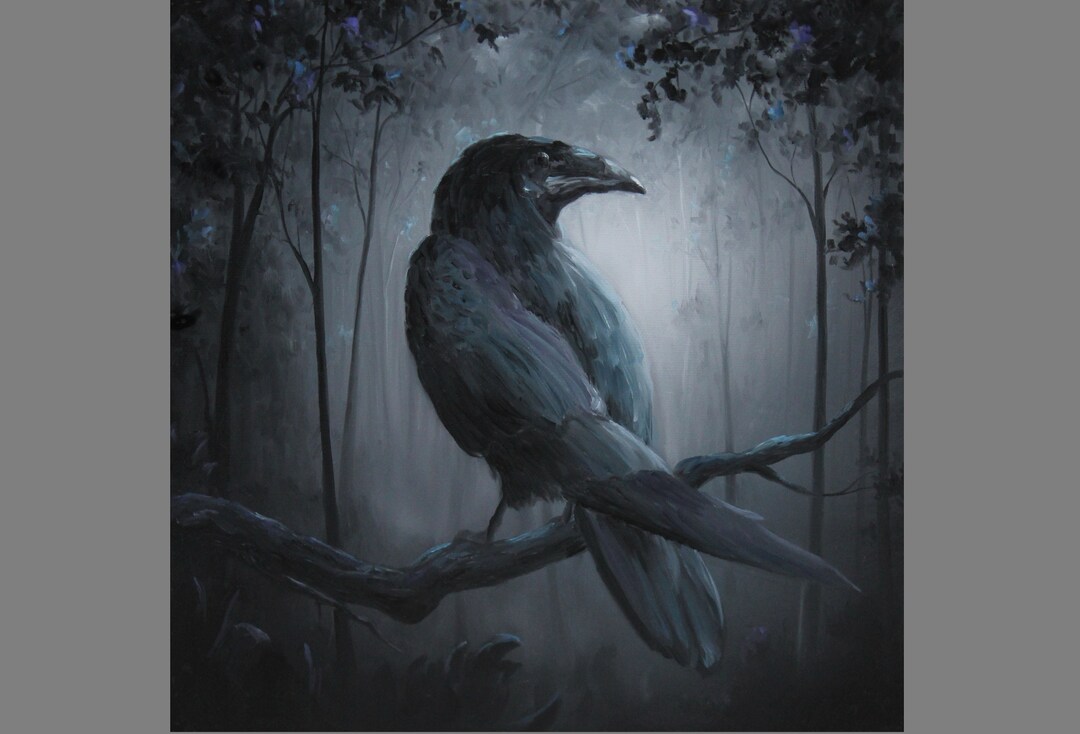 Art PRINT - Dark Forest Crow Raven Scary Horror Spooky Fantasy Animal ...