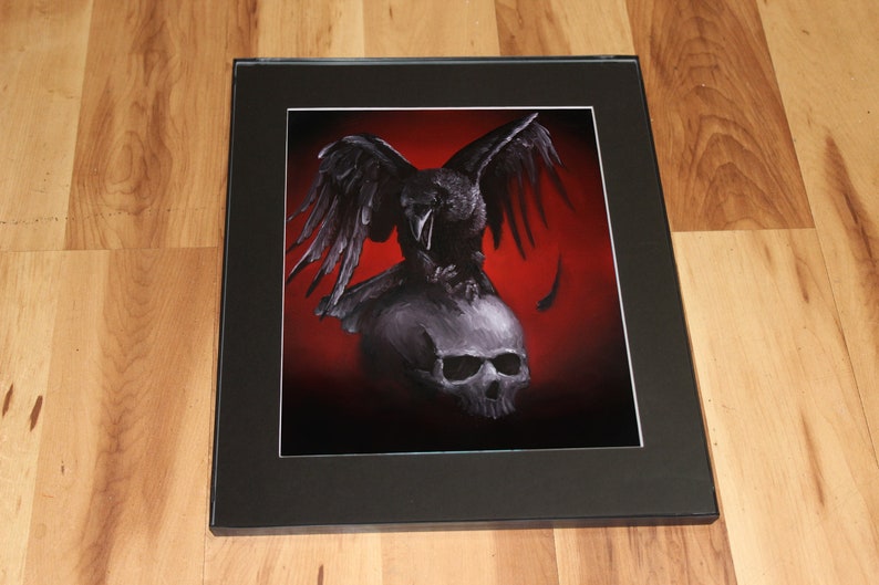 Art PRINT Raven Crow Skull Macabre Horror Gothic Red Black | Etsy