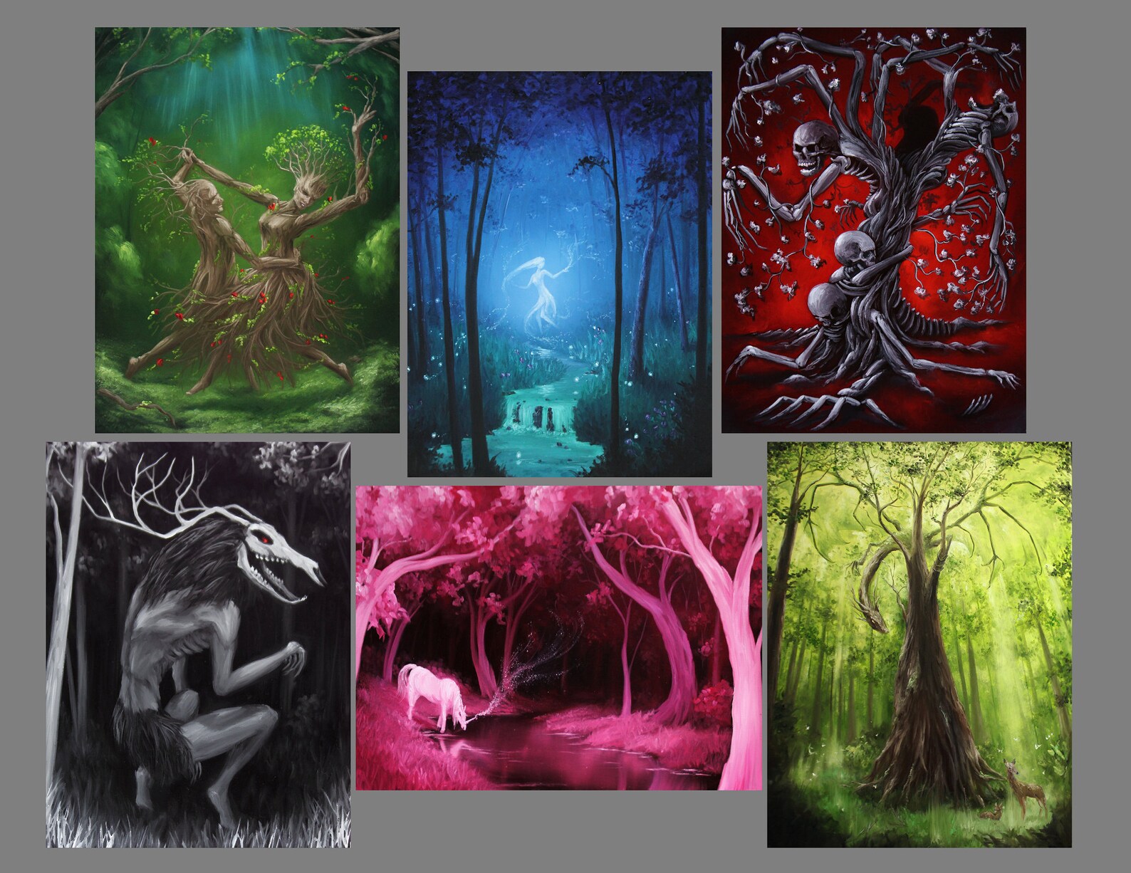 3x4" Magnet Forest Enchanted Trees Dark Woods Fantasy Creatures Art ...