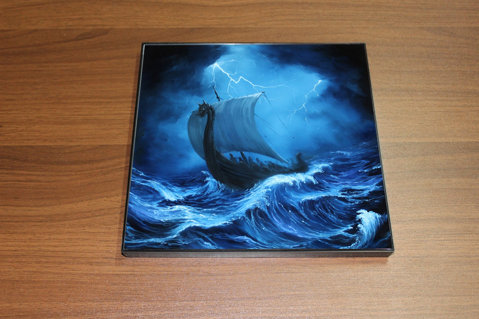 Art PRINT Lightning Viking Longboat Dark Blue Foggy Night | Etsy