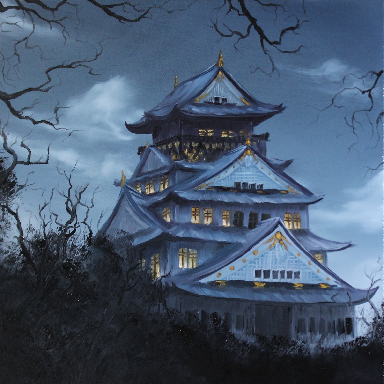 2x4"- 4x4" Magnet Castle Tower Fantasy Landscape Medieval Dragon Art ...