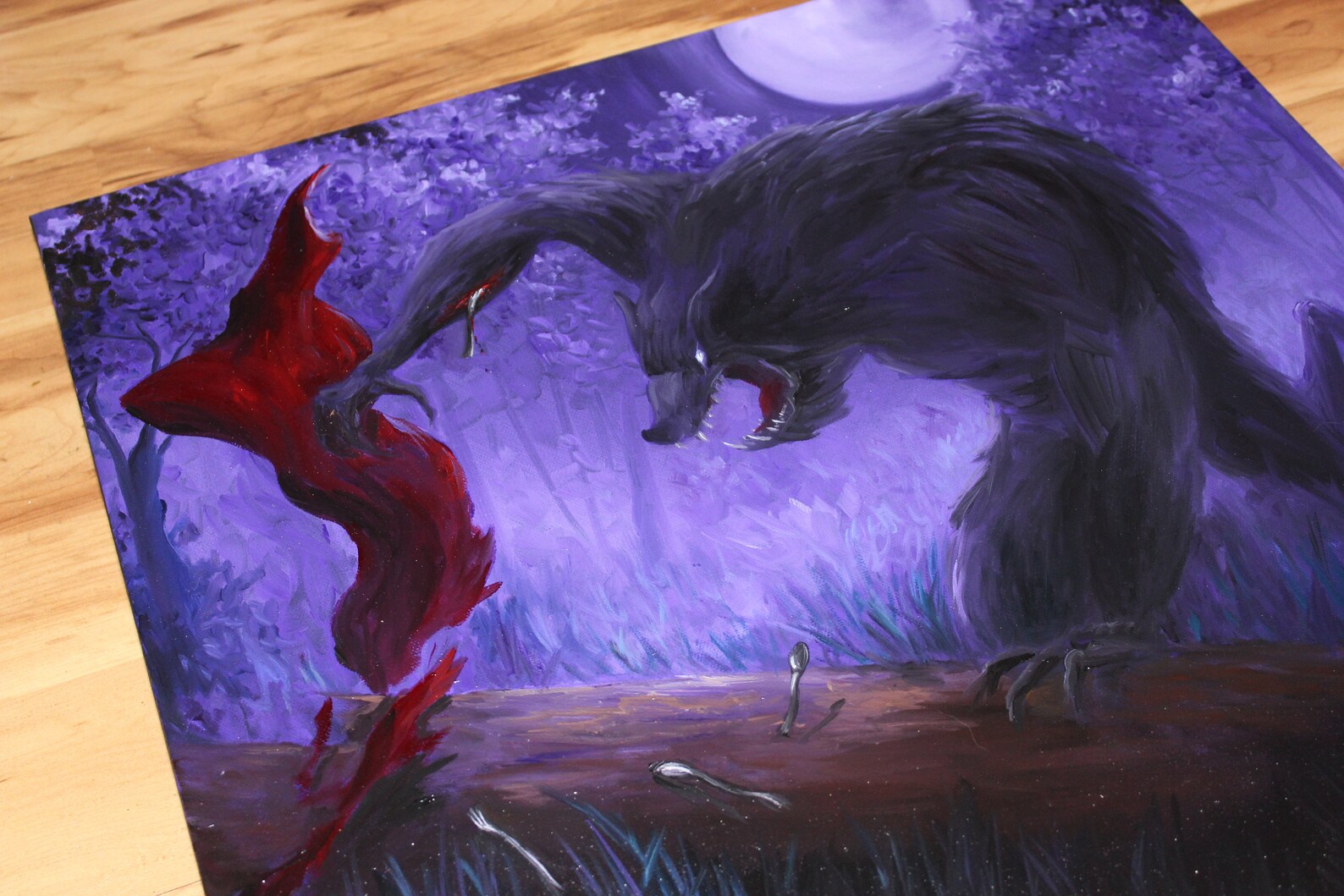 20x20 Original Oil Painting Werewolf Wolf Red Riding | Etsy