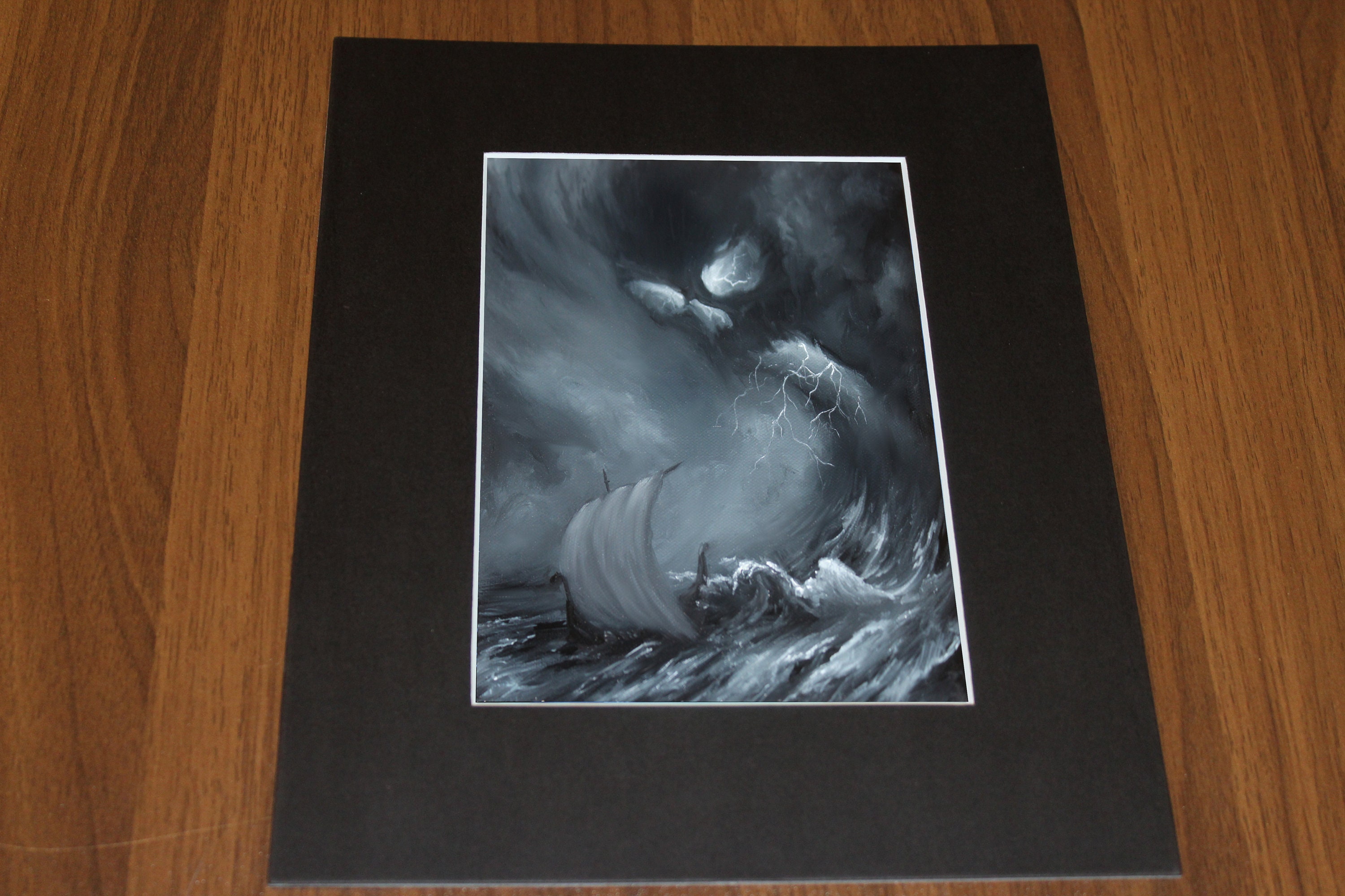 Art PRINT Skull Storm Lightning Viking Longboat Ship | Etsy