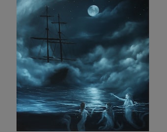 Medieval Mermaids Art Print, Antique Mermaid and Merman, Vintage ...