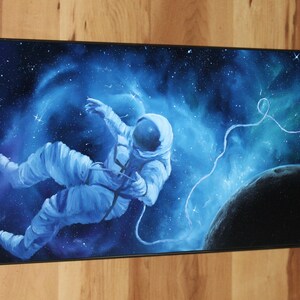 Art PRINT Blue Astronaut Outer Space Galaxy Nebula Planets | Etsy