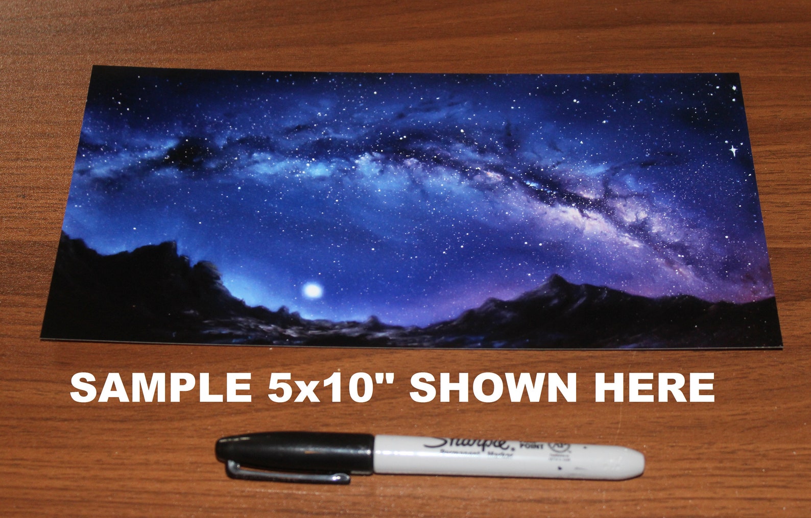 Art PRINT Blue Milky Way Galaxy Mountains Moon Landscape - Etsy