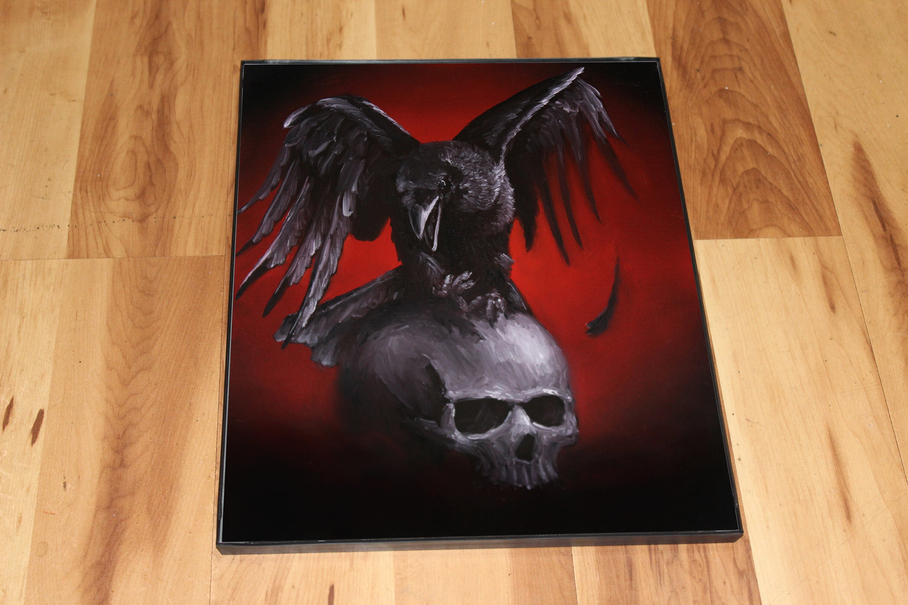 Art PRINT Raven Crow Skull Macabre Horror Gothic Red Black | Etsy