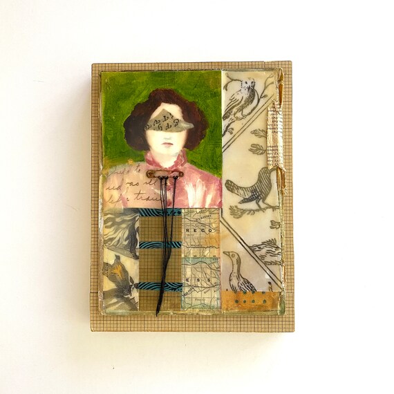 Encaustic Collage Mixed Media Art Affordable Art Ready to - Etsy