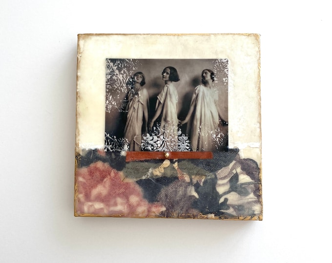 Encaustic Art, Encaustic Collage, Vintage Style Art, Shabby Chic Art ...