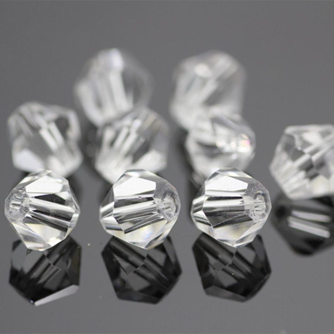 8mm 38pcs White Bicone Crystal Glass Beads for Jewelry Making Loose ...