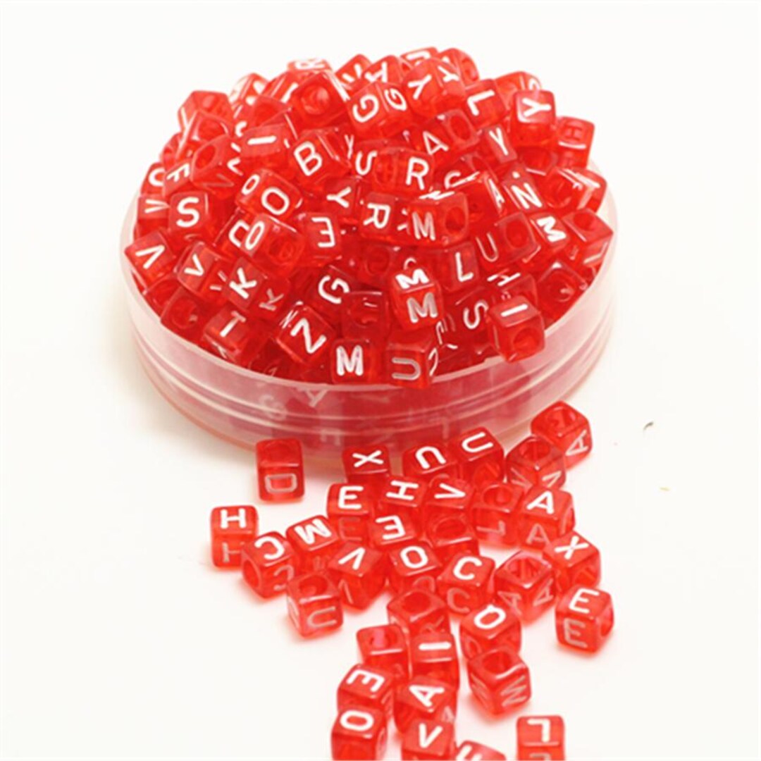 50pcs Mix Color Letter Beads Cube Acrylic Name Bead Kit, Square ...