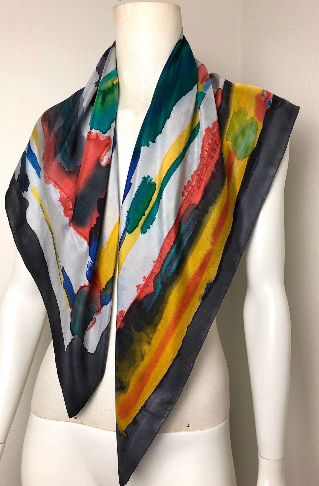 Hand-painted Shawl, Silk Shawl, Silk Scarf, Artisan Shawl, Painted ...