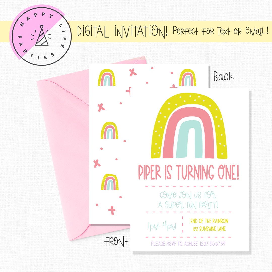 RAINBOW Birthday Invitation - DIY Rainbow Printable Invitation ...