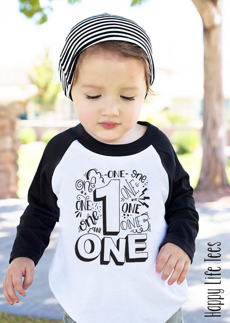 First Birthday Boy Raglan Shirt - 'one' Graphic Tee - Etsy