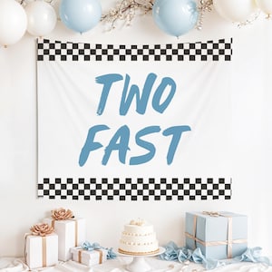 Two Fast Birthday Backdrop Personalized Two Fast Banner Sign, Race Cars ...