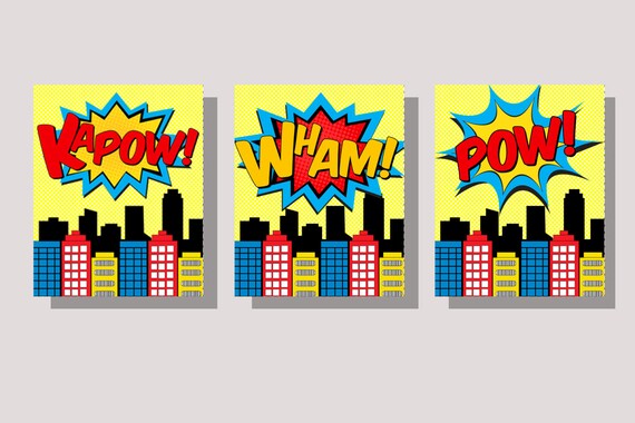 Items similar to SUPERHERO CITY- Wall Art- Color Buildings- Instant ...