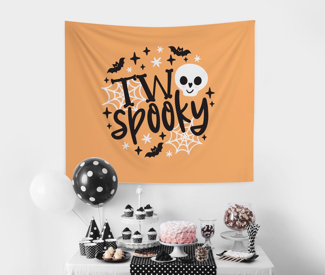Two Spooky Birthday Banner Two Spooky Sign Halloween 2nd Birthday Party ...