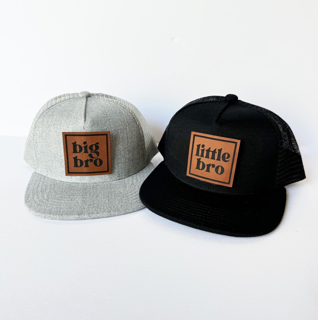 Big Brother Little Brother Hats: Vegan Leather Engraved Patch Trucker ...