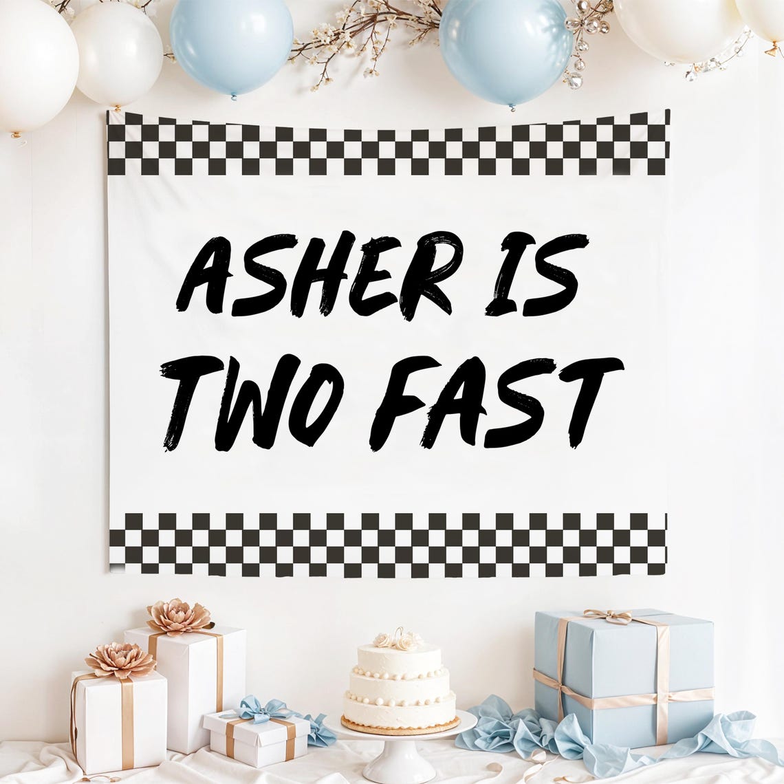 Personalized Two Fast Birthday Banner: Race Car Party Decor - Etsy