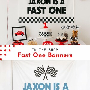 Fast One Birthday Banner: Personalized Checkered Flag Cars 1st Birthday ...