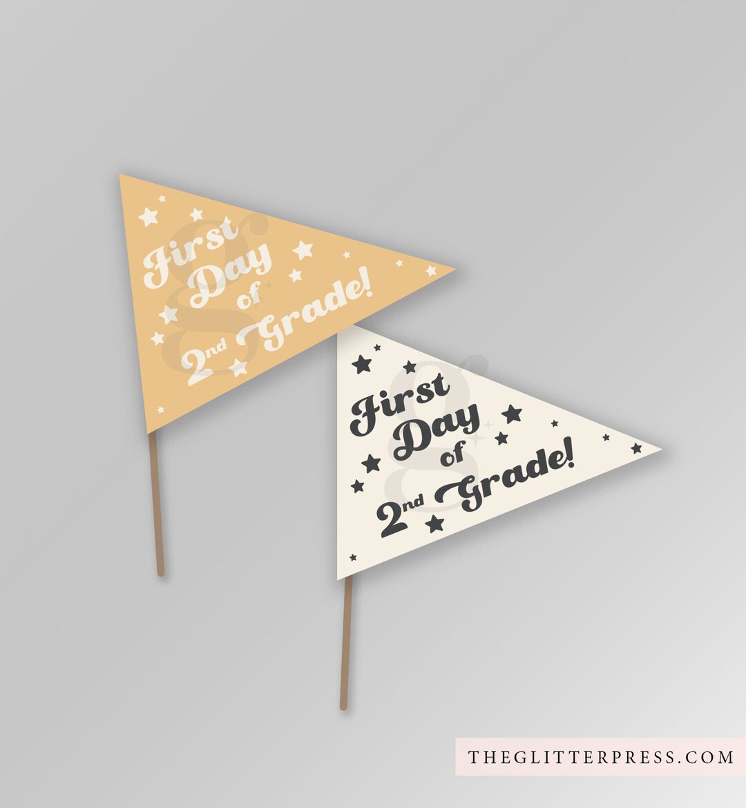 First Day of Second Grade 2nd Grade Back to School Pennant Flags ...