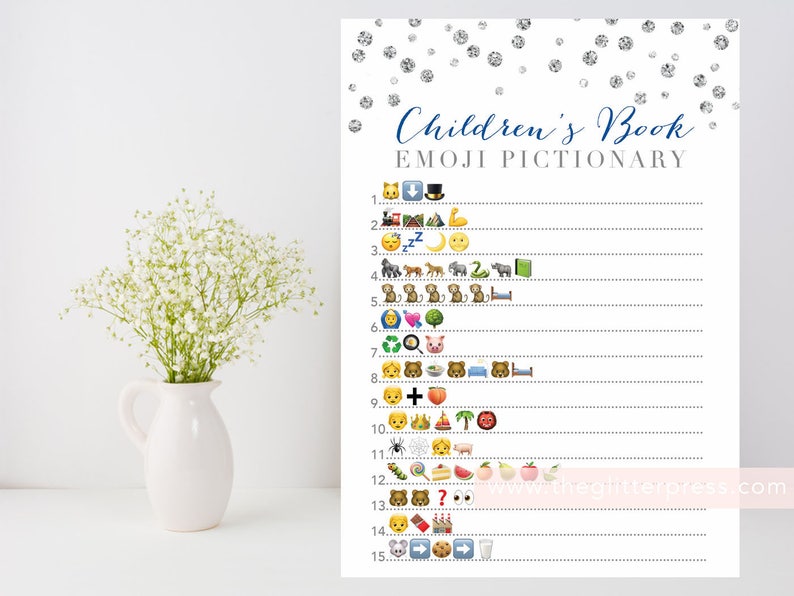 Children's Book Emoji Pictionary Printable Game Silver - Etsy