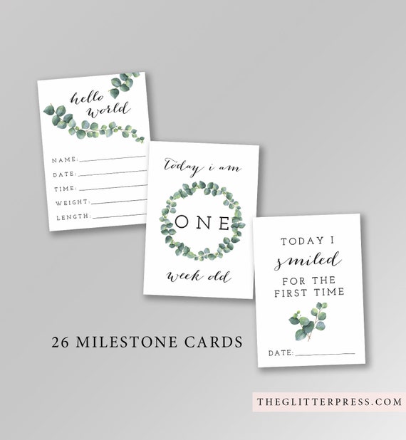 Printable Baby Milestone Month Cards Set of 26 signs | Etsy Printable Baby Milestone Month Cards Set of 26 signs | Etsy