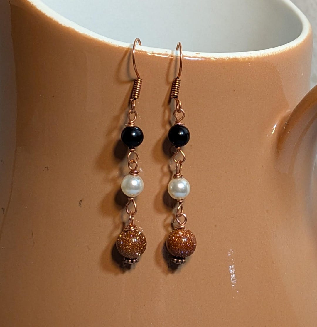 Goldstone Gold Sandstone Onyx and Pearl Genuine Gemstone With Copper ...