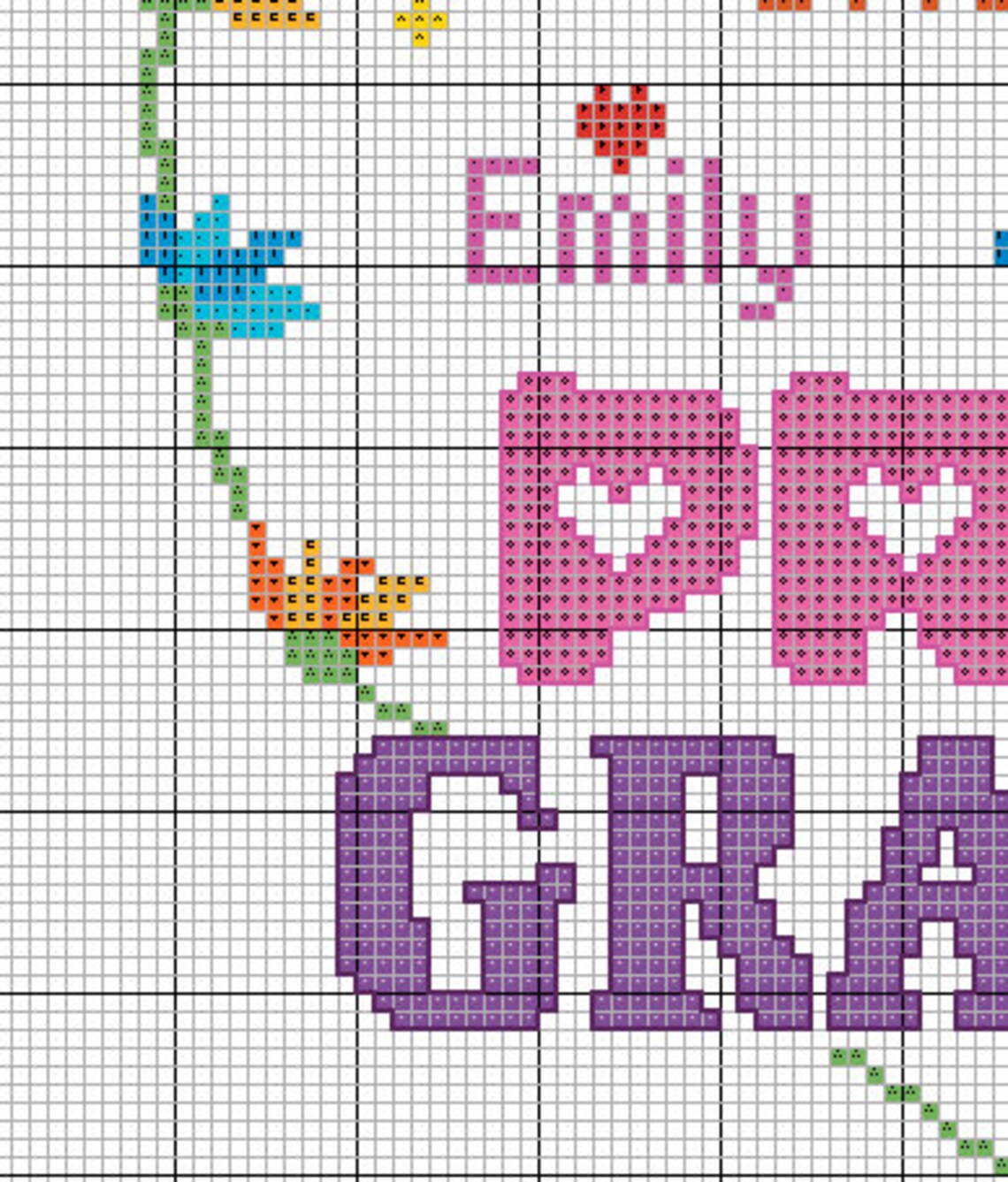 Proud Grandma Cross Stitch Pattern Personalized Gift for - Etsy