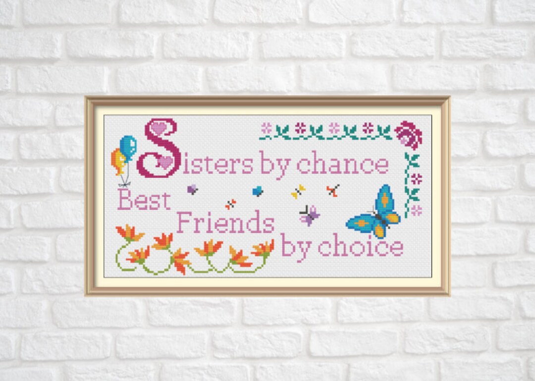 Sisters Cross Stitch Pattern PDF Chart Quote Instant Download - Etsy