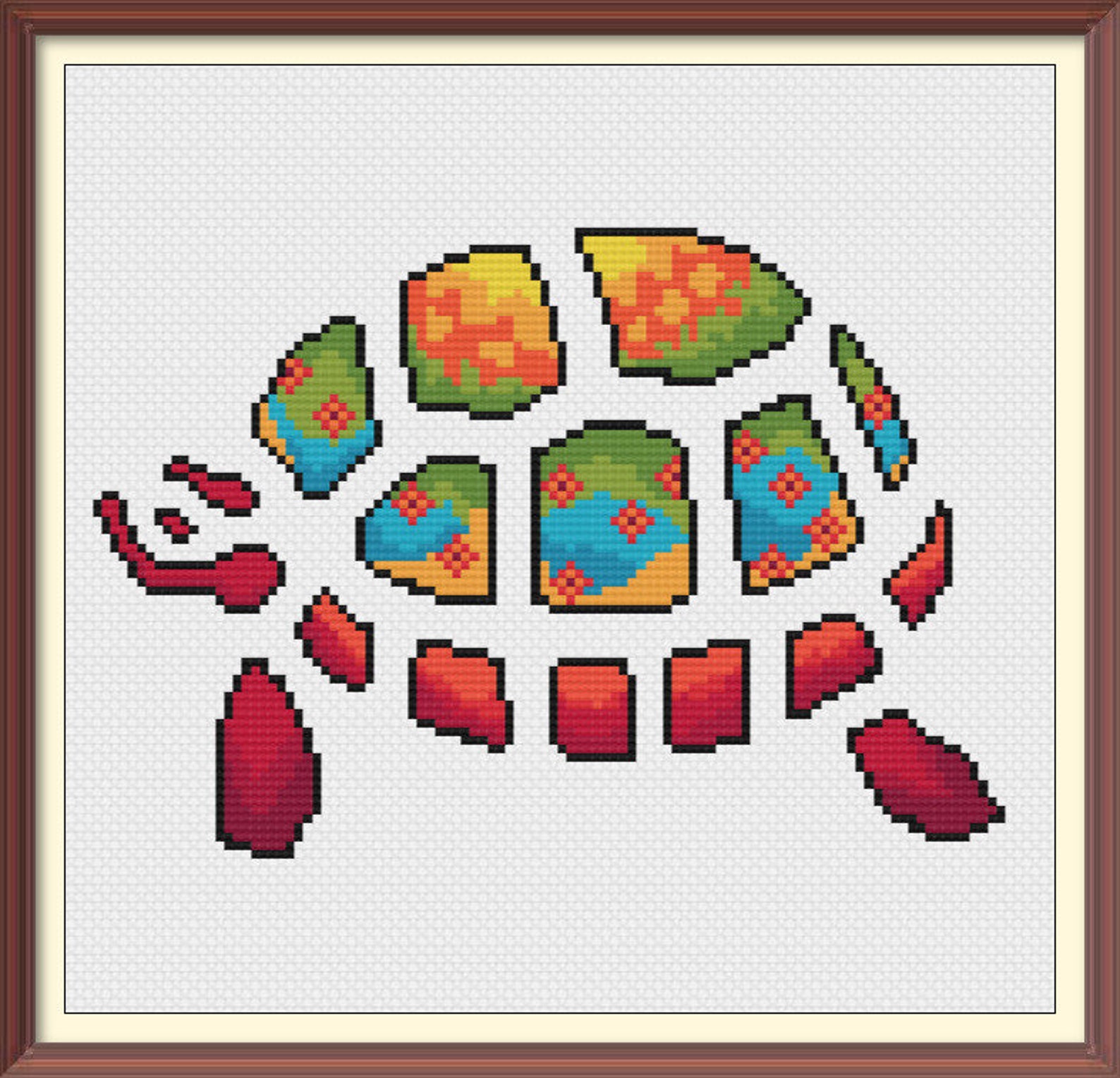 Turtle in Bright Colors Modern Colorful Counted Cross Stitch Pattern ...