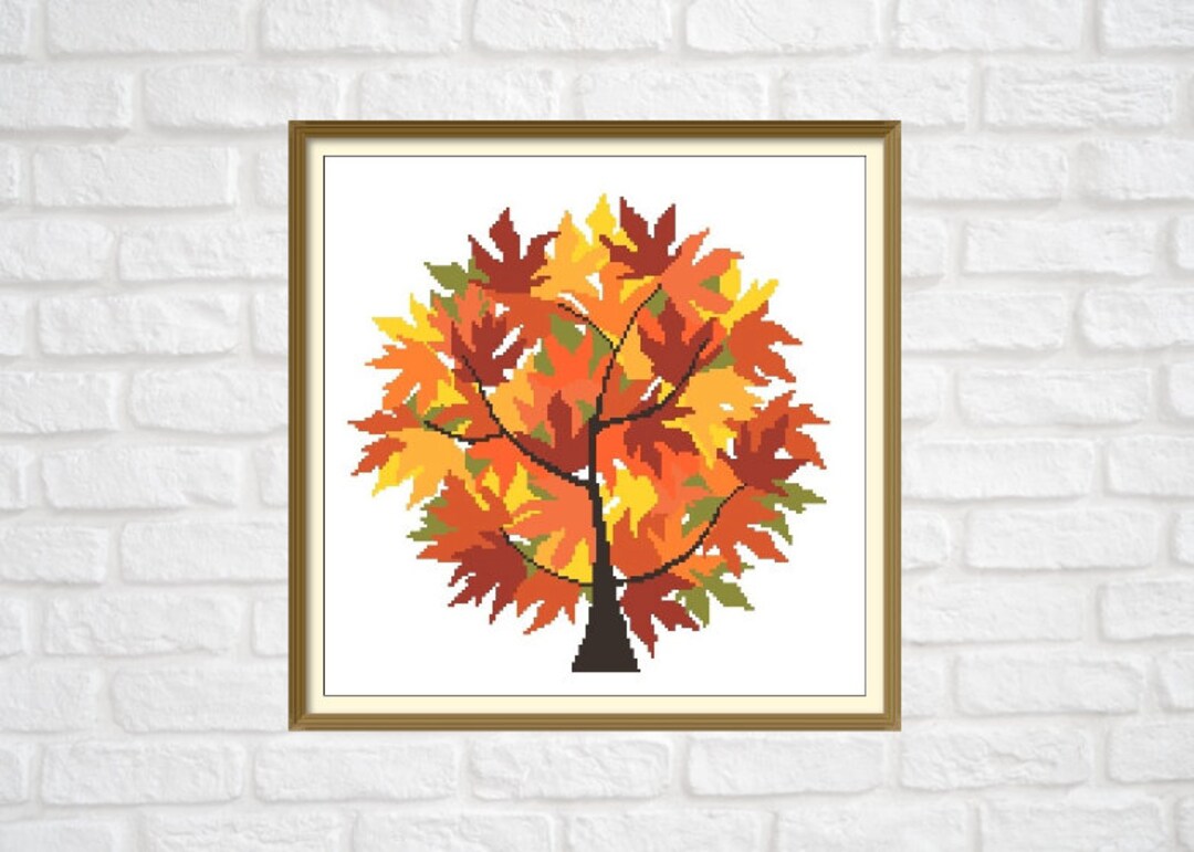 Autumn Tree Modern Cross Stitch Pattern PDF Chart Instant Download ...