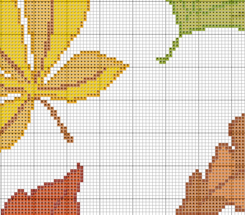 Leaves Modern Cross Stitch Pattern PDF Chart Set of 4 Autumn - Etsy
