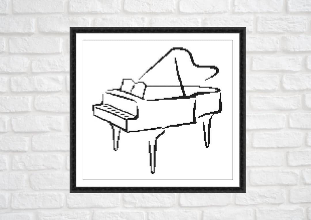 Piano Modern Cross Stitch Pattern PDF Chart Instant Download Black ...