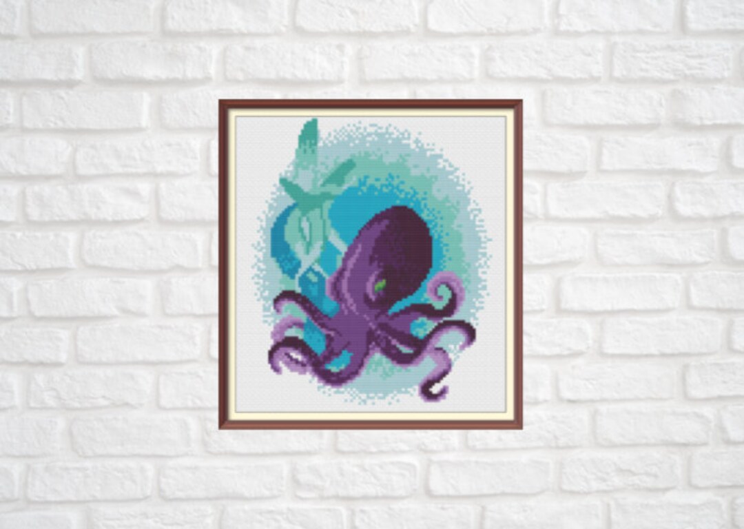 Octopus Sea Animal Counted Cross Stitch Pattern PDF Chart Colorful ...
