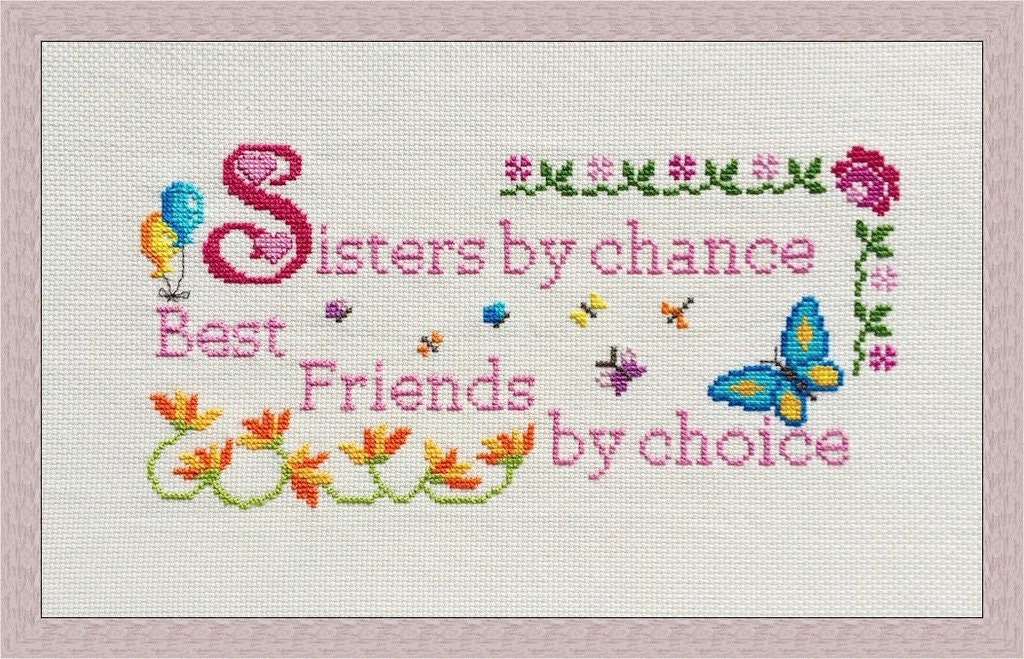 Sisters Cross Stitch Pattern PDF Chart Quote Instant Download | Etsy